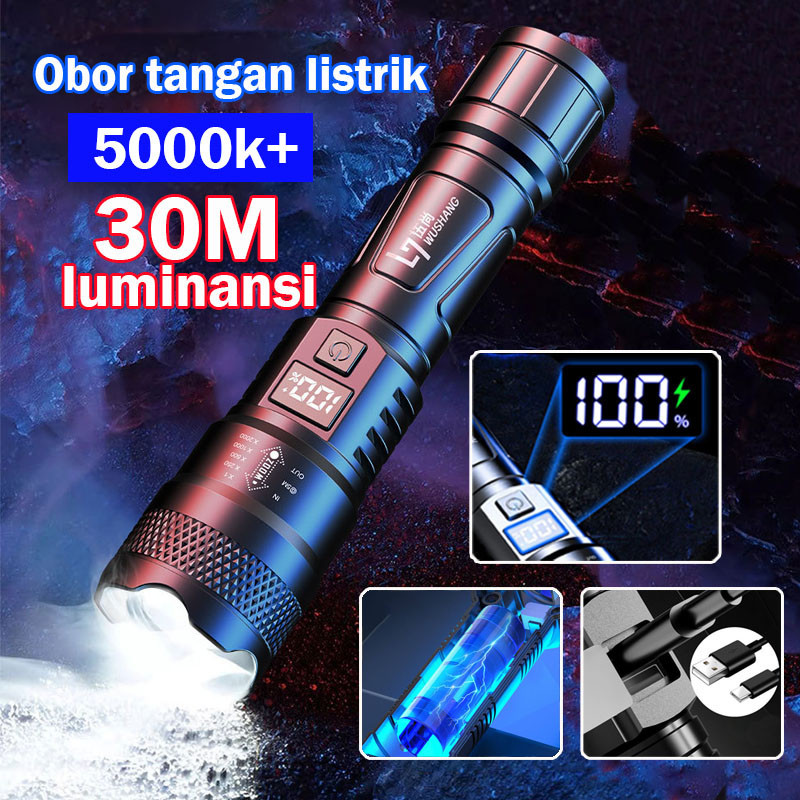 Jual Senter LED Super Terang Portabel Zoom Rechargeable Ipx8 Tahan Air ...