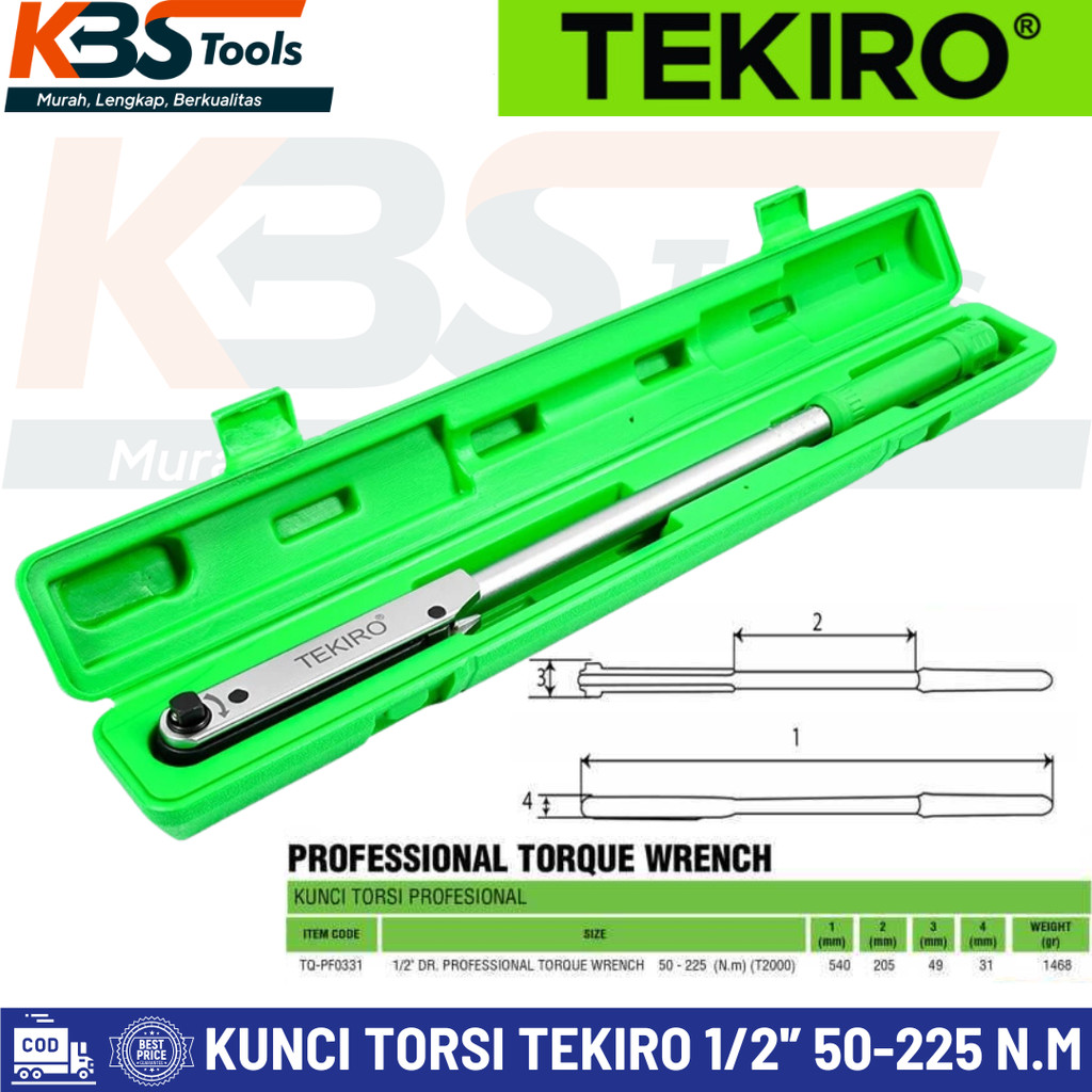 Jual Tekiro Kunci Momen Torsi 1/2''Inch Torque Wrench 50-225 N.M (T ...