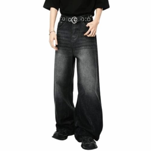 Jual SIGMA - Baggy Loose Jeans Pria Celana Jeans Loose Pria Retro Black ...