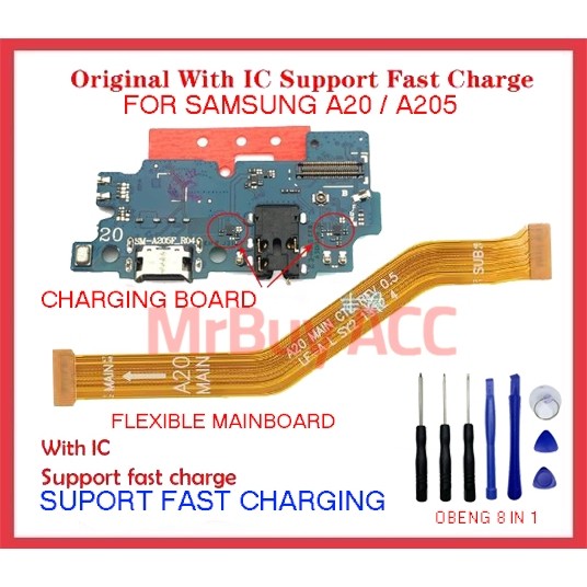 Jual Flexible Konektor Charger Pcb Samsung A20 / A205F Original Ada Ic nya Board Papan Cas Mic ...