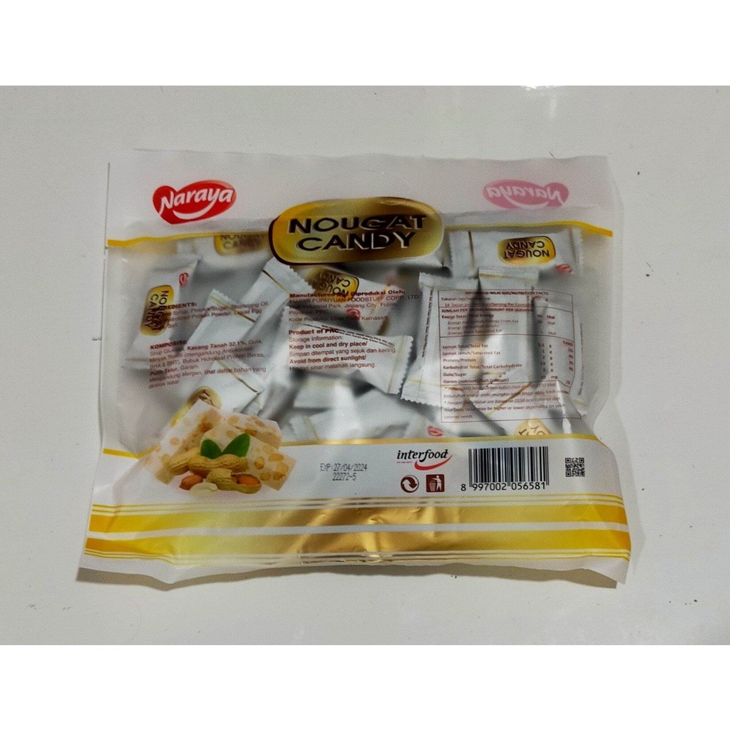 Jual permen nougat naraya 280g/nougat candy/permen nougat kacang naraya ...
