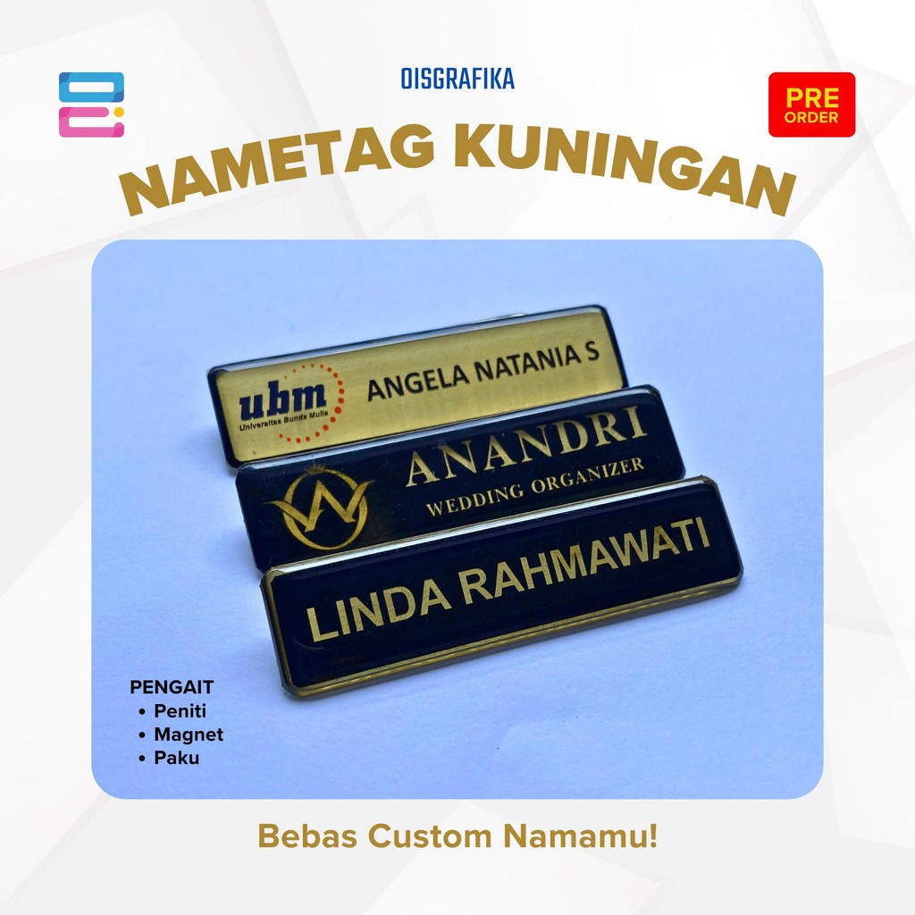 Jual Name Tag Kuningan Nama Dada Papan Nama Custom Nama Logo - Magnet ...