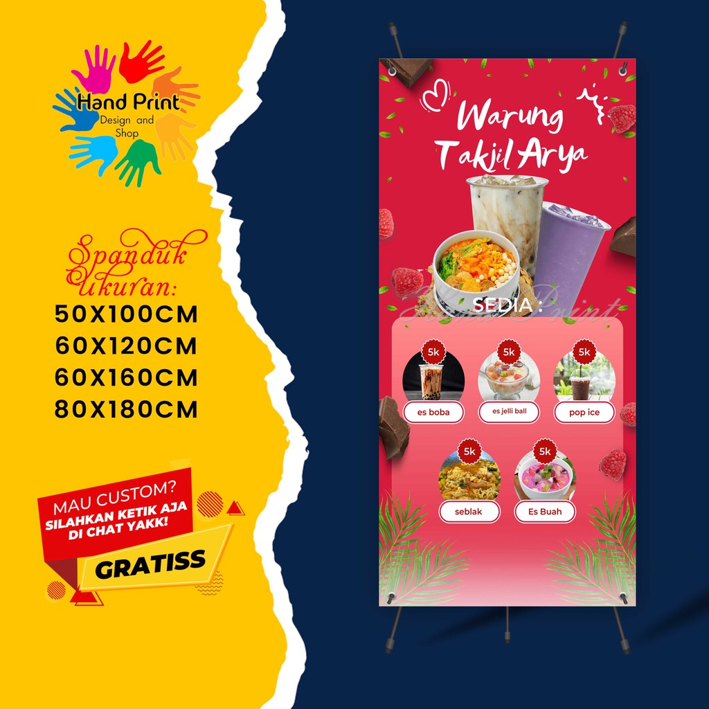 Jual Cetak Spanduk Banner Kedai Jajanan Takjil Merah MMT Spanduk Custom ...
