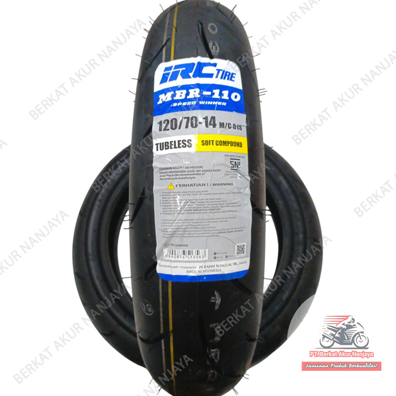 Jual IRC MBR 110 Ukuran 120 70 14 Ban Matic Soft Compound Tubeless ...