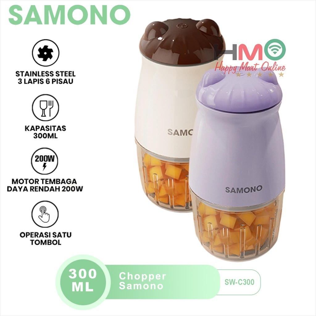 Jual Samono Food Processor 300 Ml Food Chopper Beruang Penghalus Bumbu ...