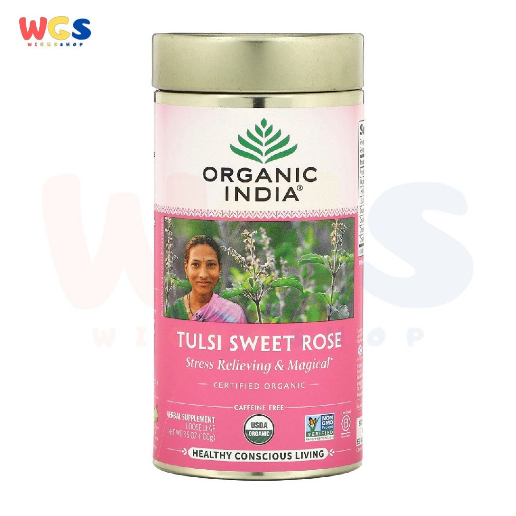 Jual Organic India Tulsi Sweet Rose Tea Caffeine-Free 3.5oz 100g ...