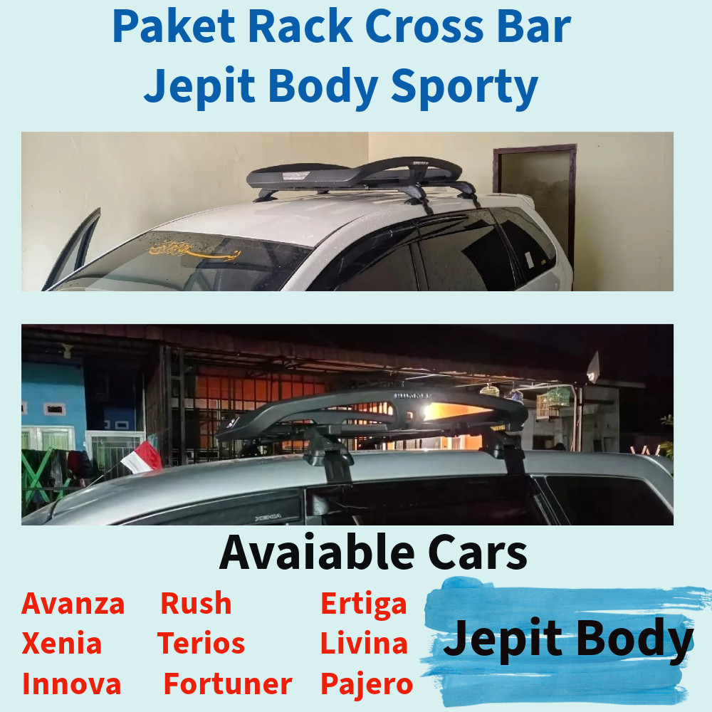 Jual Paket Roof Rack Atas Mobil - Cross Bar Jepit Body SPORTY Mobil ...
