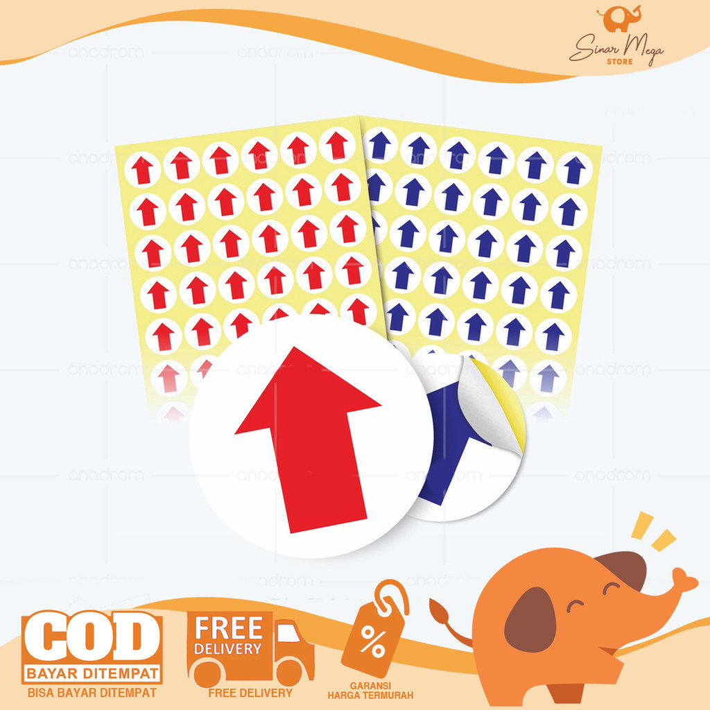 Jual FOX Label Panah Merah Isi 10 Lbr Sticker Arrow Kecil 1 cm | Shopee ...