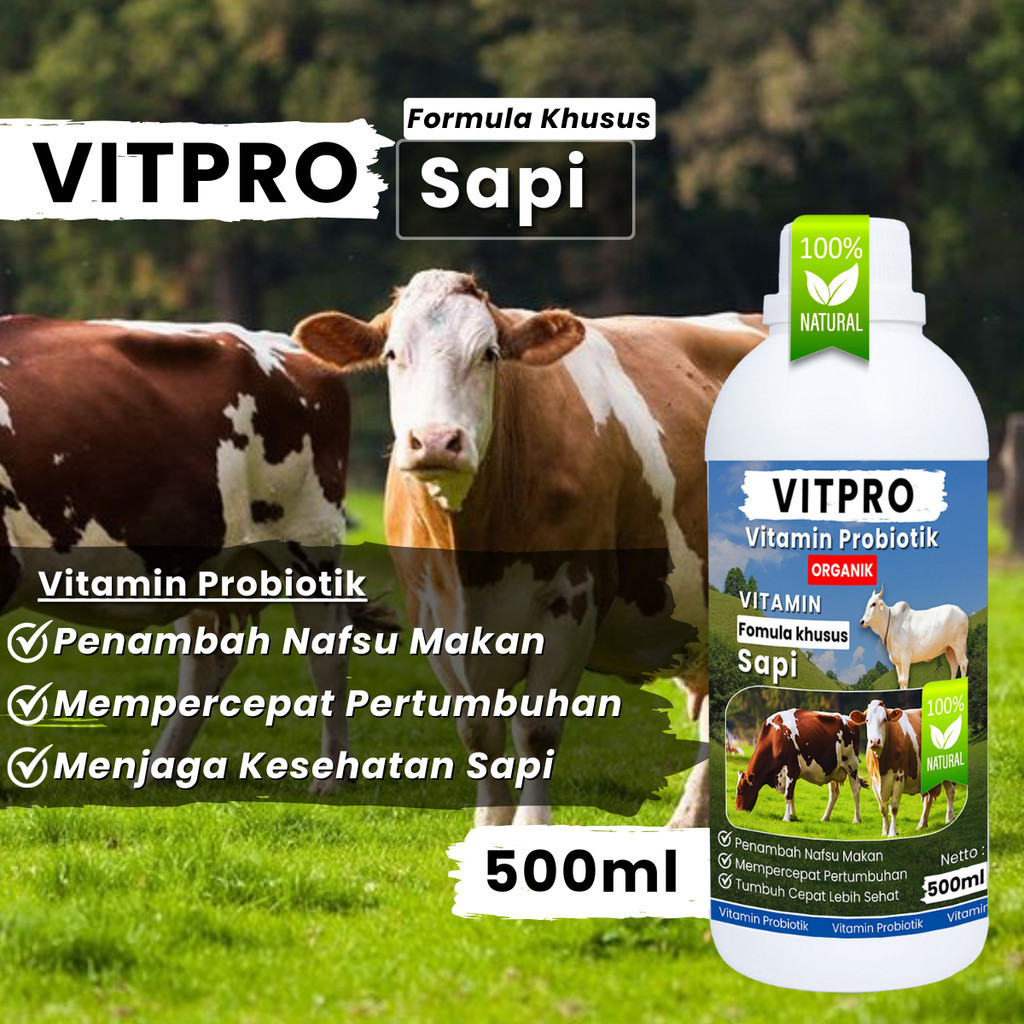 Jual VITPRO Vitamin Probiotik Khusus Sapi, Vitamin Ternak Organik ...