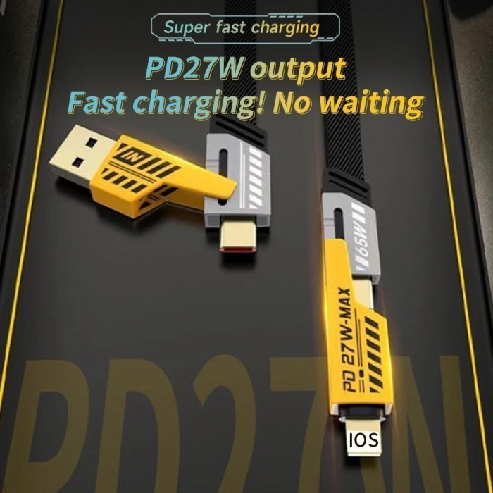 Jual 4 In 1 65W Fast Charging USB To Type C Cable Fast Charger TPB | Shopee Indonesia