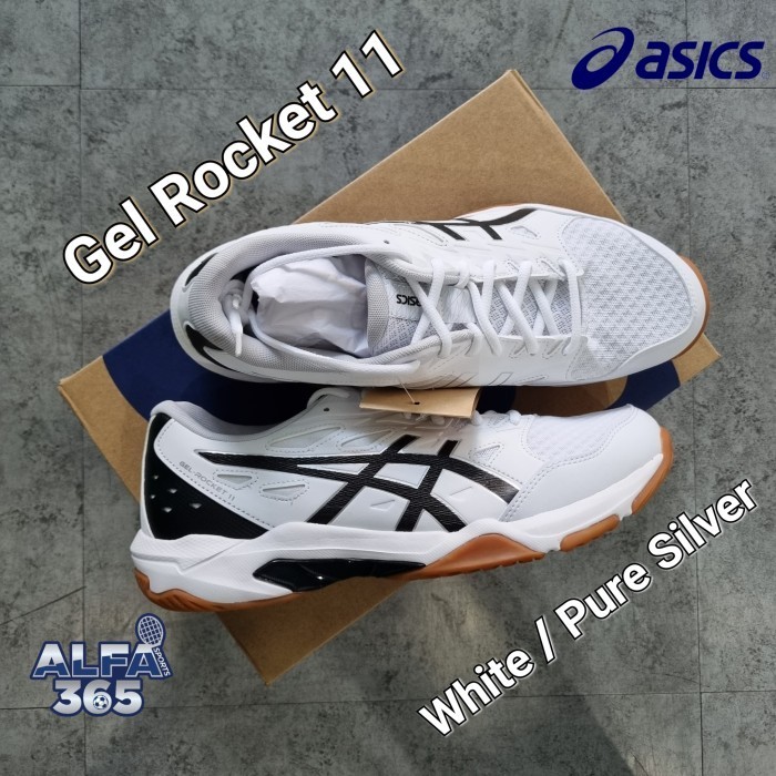 Jual Sepatu Badminton / Voli Asics Gel Rocket 11 White / Pure Silver ...