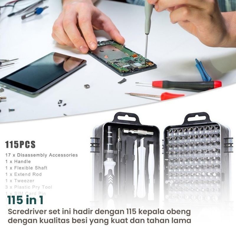 Jual Obeng HP Set 115 in 1 Torx Kunci Set Alat Service Reparasi HP Full Set / Obeng Sevice HP ...