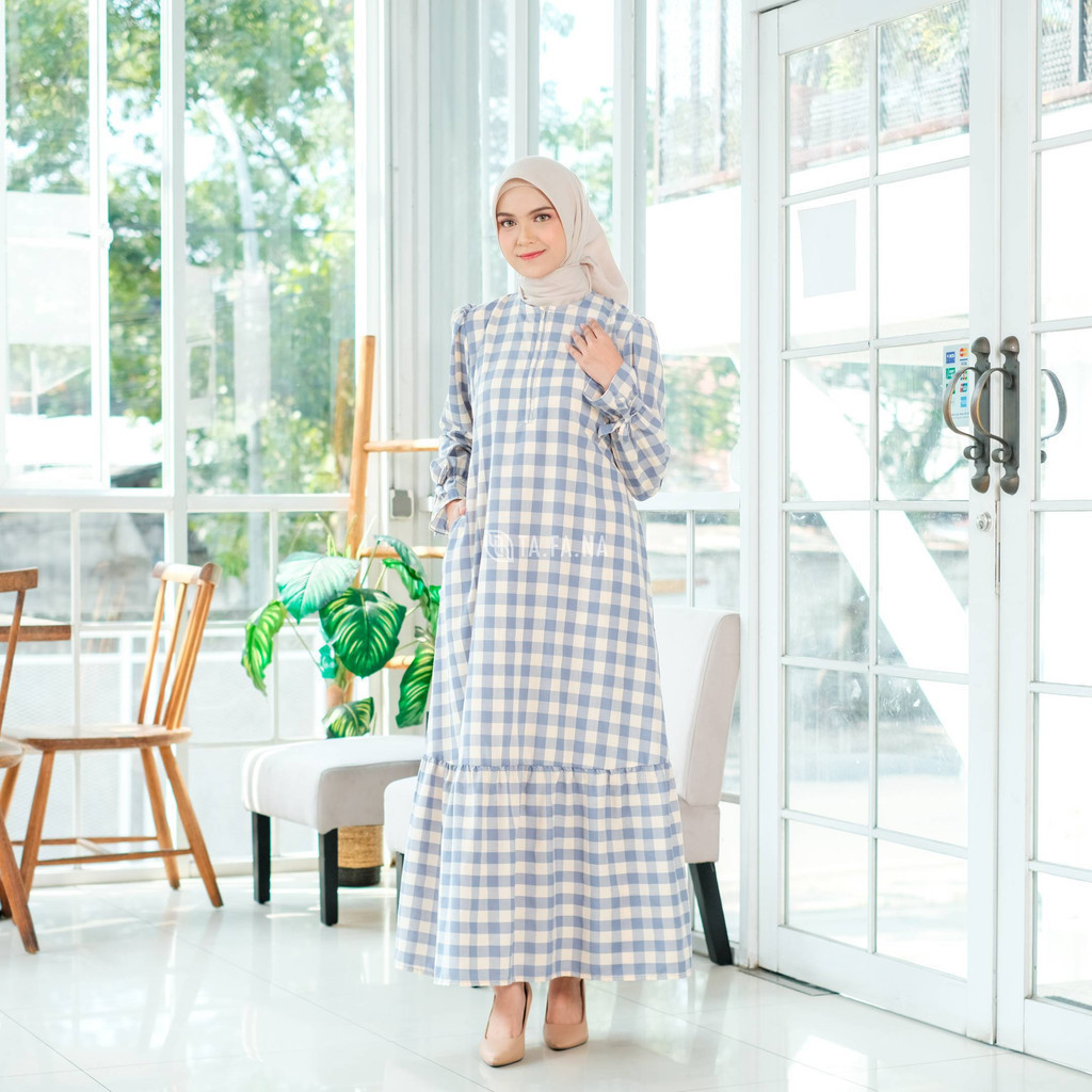 Jual Tafana - Neila Dress Kotak-kotak Kualitas Butik by Tafana Hijab | Shopee Indonesia