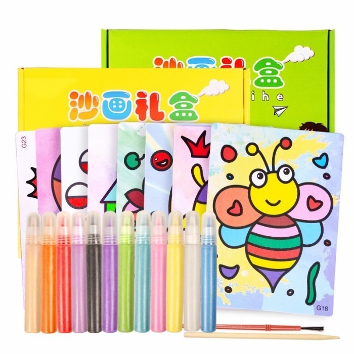 Jual Lalalo_ Mainan Edukasi Anak Set Menggambar Pasir isi 18 warna + 30 ...