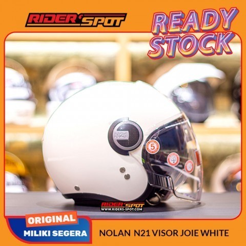 Jual Helm Motor Nolan N21 Visor Classic Metal White 5 Half Face Ori Italy | Shopee Indonesia