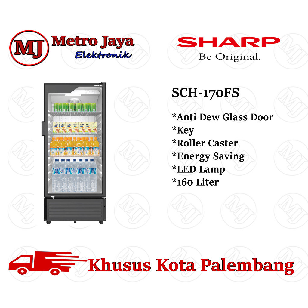 Jual SHOWCASE SHARP SCH 170 FS Kulkas Minuman 3 rak kulkas minuman ...