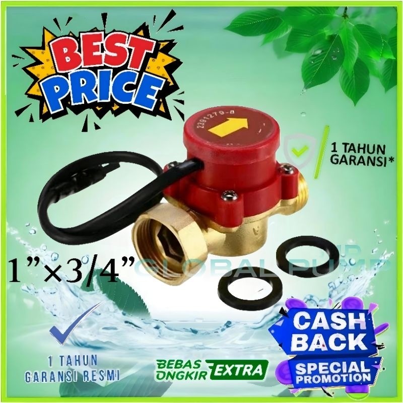 Jual Otomatis pompa booster 1" X 3/4" water flow switch 1 inch X 3/4 ...