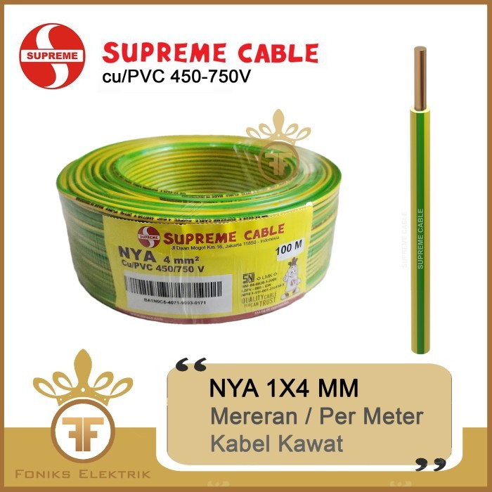 Jual Kabel Grounding Supreme NYA 4mm / 1x4 Meteran Per Meter | Shopee Indonesia