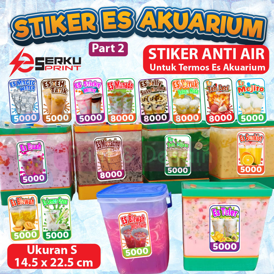 Jual Stiker Es Aquarium Stiker Termos ES Anti Air ukuran 14.5 x 22.5 cm ...