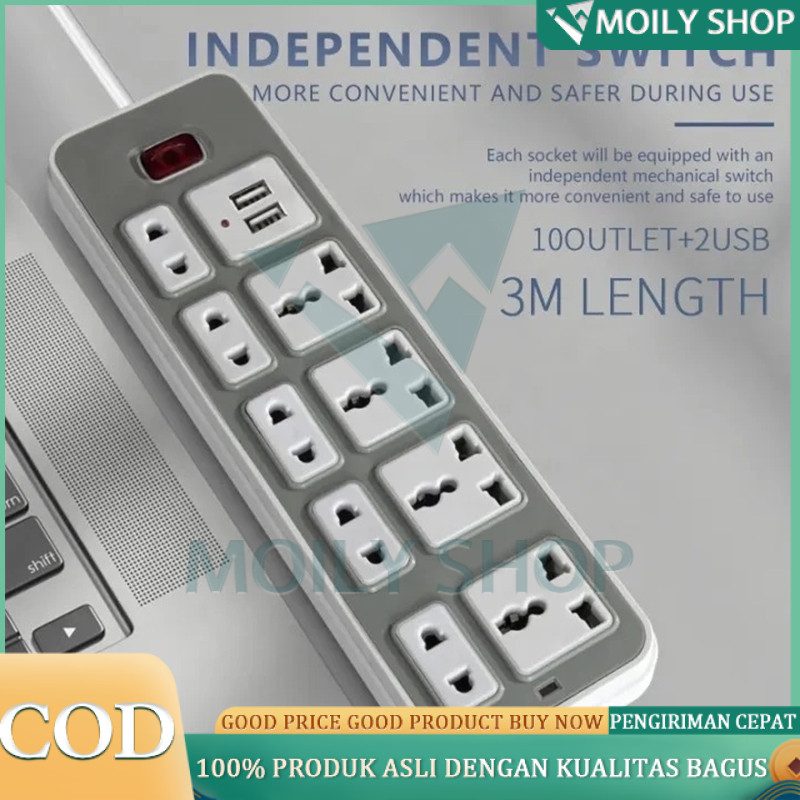 Jual 【COD】universal power strip stop kontak 9 power socket Stop Kontak Arde 3/ 4/ 5 Lubang ...