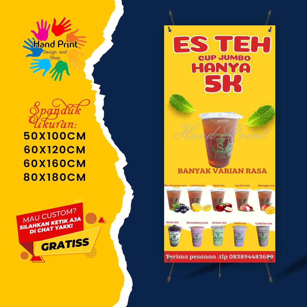 Jual Cetak Spanduk Banner Es Teh Cup Jumbo Segar Mmt Spanduk Custom