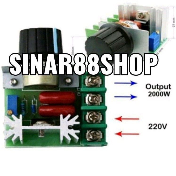 Jual DIMMER SCR 2000w REGULATOR VOLTASE 220v AC MOTOR GURINDA BOR SPEED ...