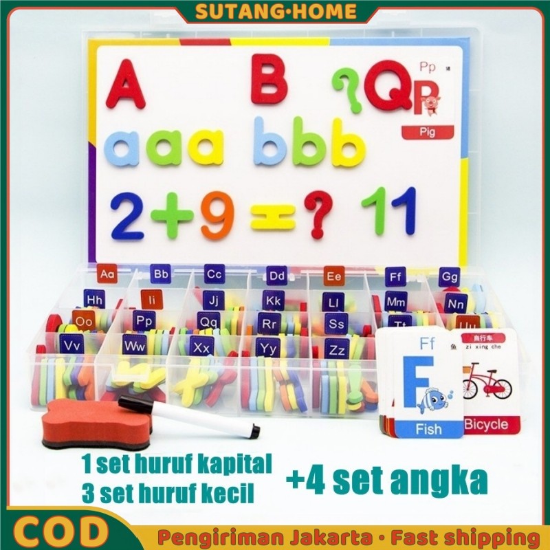 Jual 【SUTANG】magnet Letters 256 Pcs Terlengkap Huruf & Angka Terbaru ...