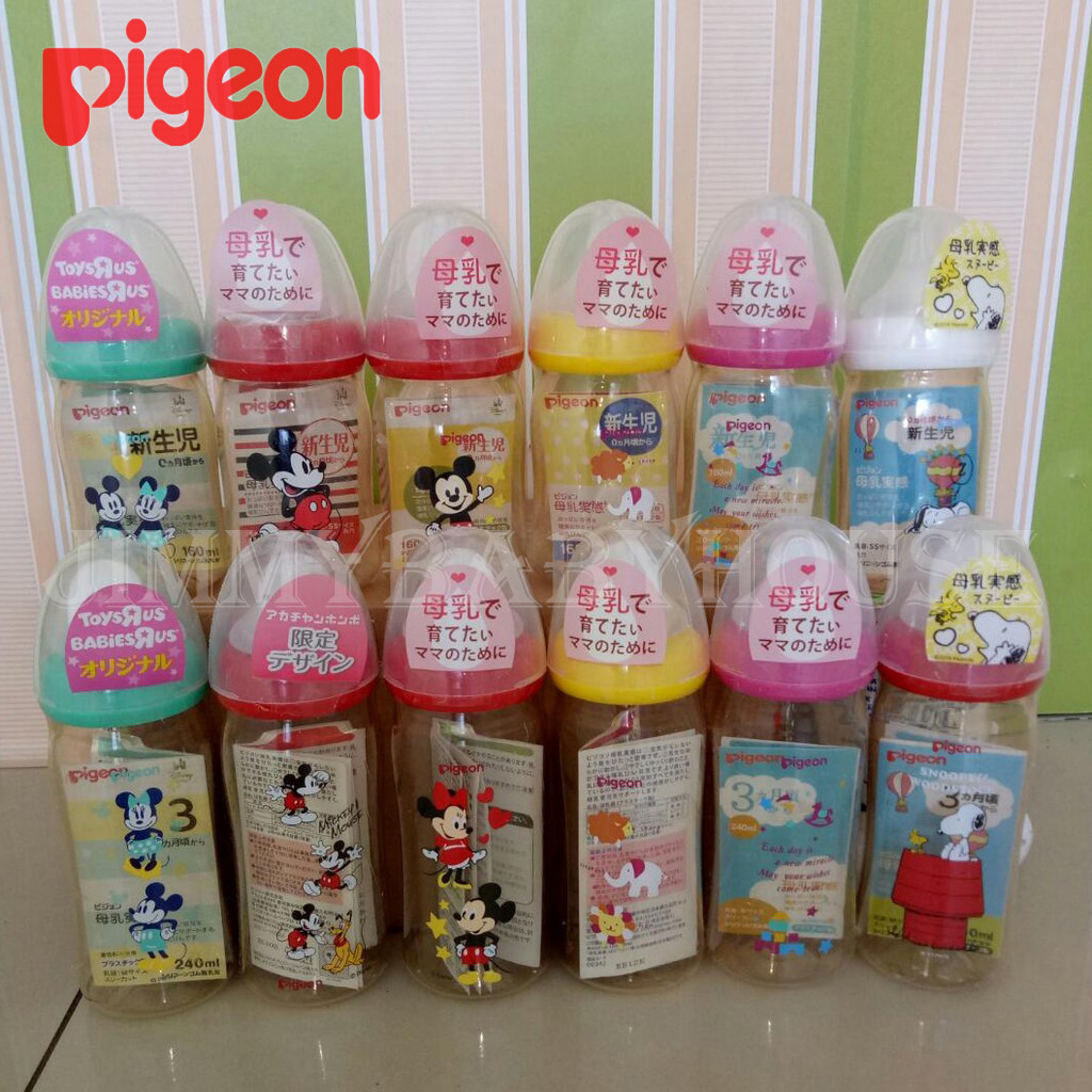 Jual Pigeon Disney 160ml 240ml Botol Susu PPSU Wide Neck Mickey Minnie Pooh Snoopy | Shopee ...