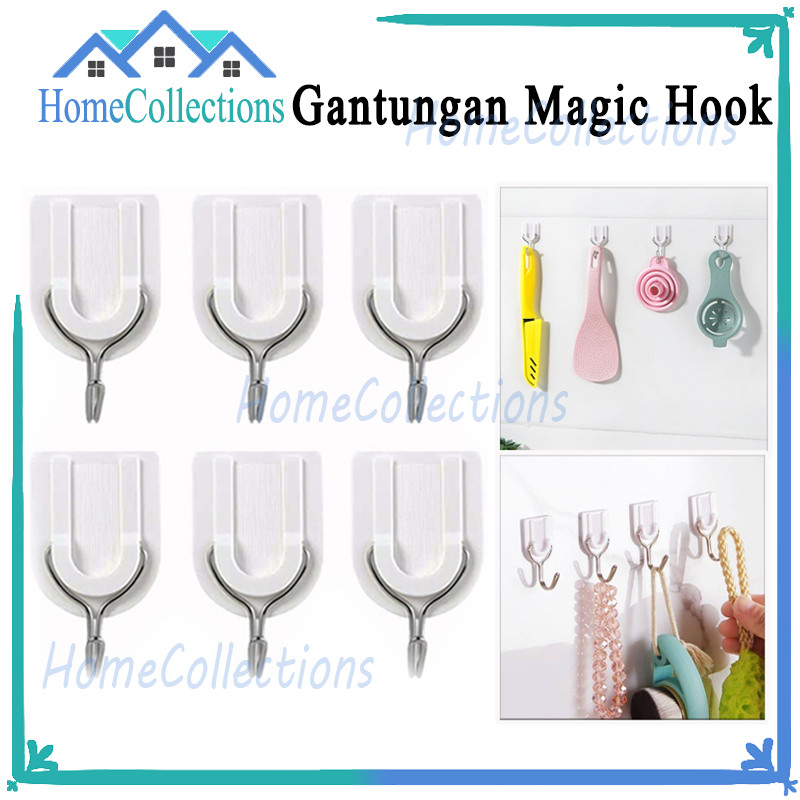 Jual 6 Pcs Gantungan Magic Hook/ Gantungan Tempel Baju 6in1 Tempel Dinding/Multifungsi Cantolan ...