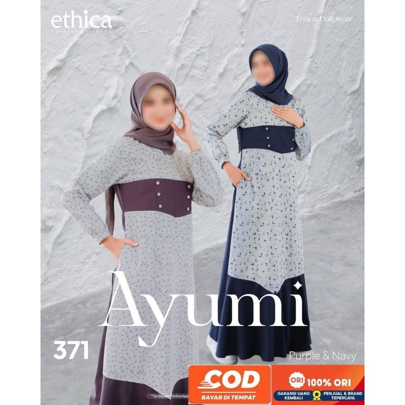 Jual CUCI GUDANG Gamis ETHICA Ayumi 371 Purple , Navy / Gamis Ethica ...
