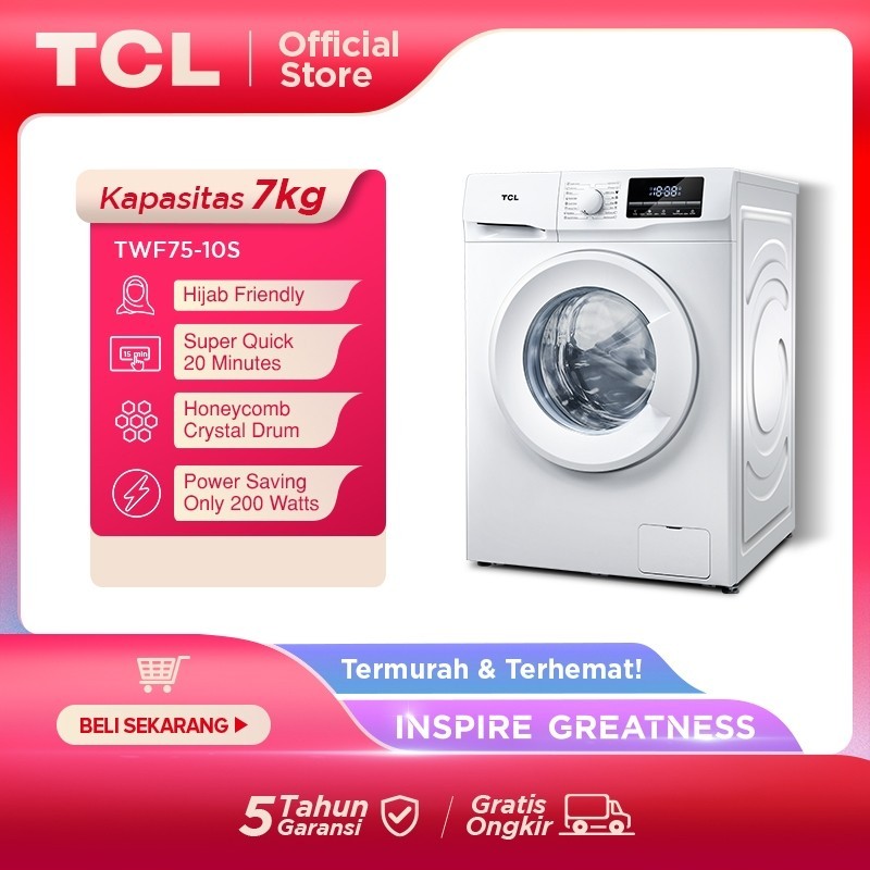 Jual TCL MESIN CUCI FRONT LOADING 7 KG - Honeycomb Crystal Drum – Drum Clean - 16 Wash Program ...