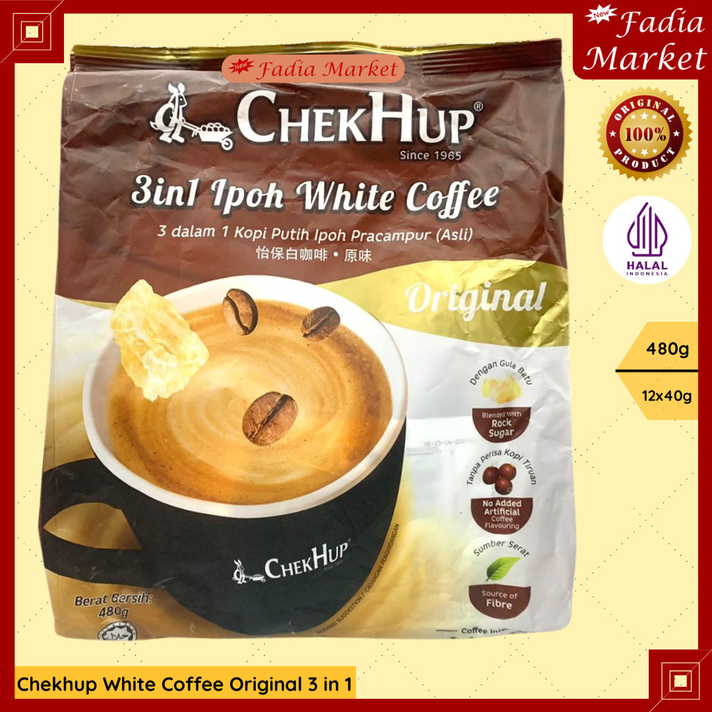 Jual Chekhup Chek Hup Ipoh White Coffee 3 in 1 Kopi Putih Susu Original Malaysia 12x40g 480g ...