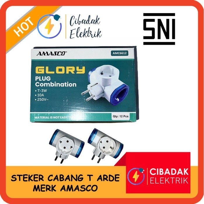 Jual STEKER T ARDE / STOP KONTAK 3 LUBANG / MERK AMASCO / SUDAH SNI ...