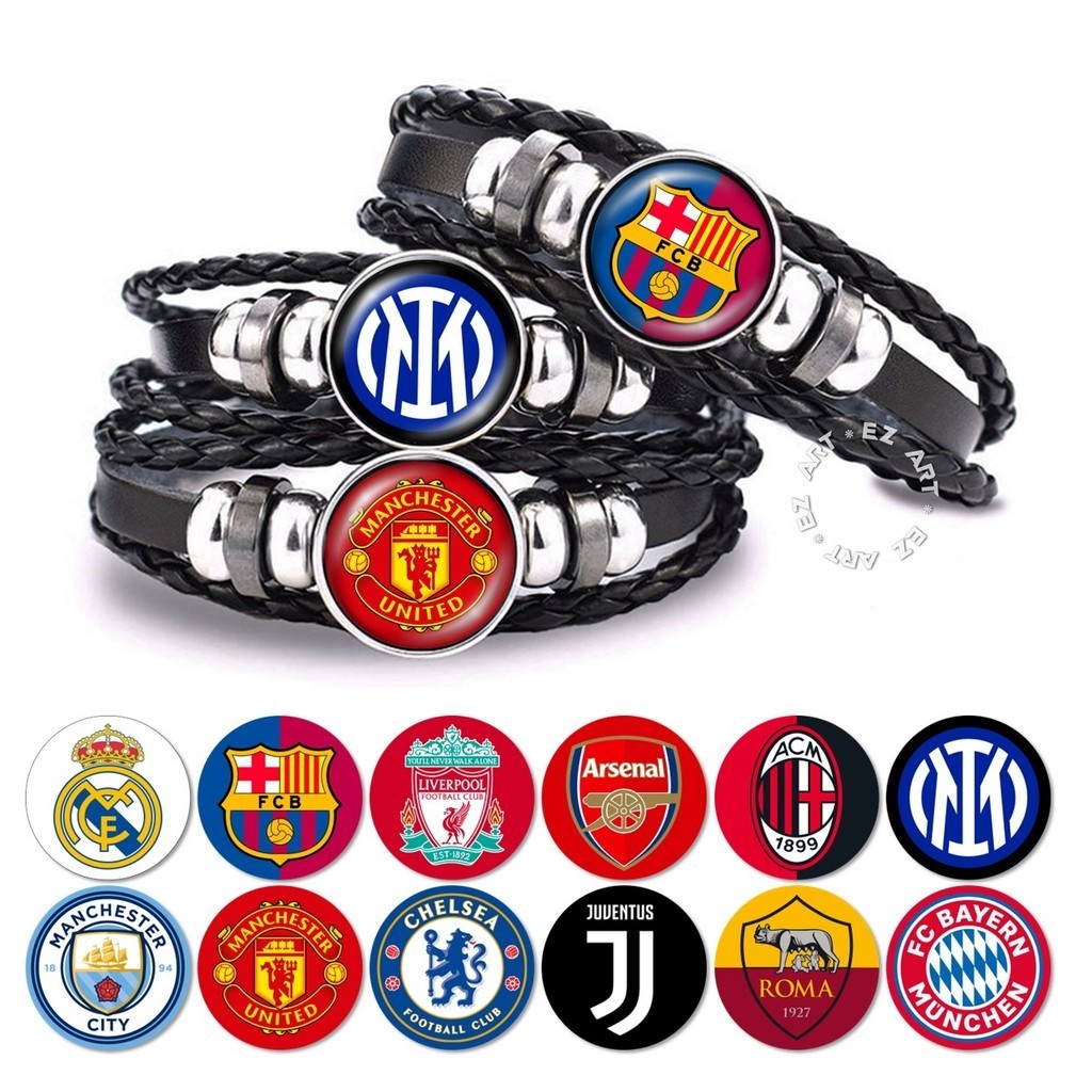 Jual Gelang Logo Club Bola Eropa Tali Kulit Kepang Multilayer Bisa ...