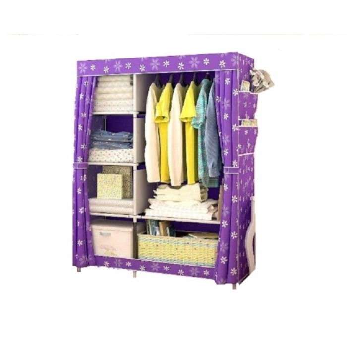 Jual Lemari Pakaian Multifunction Wardrobe With Cover - (PURPLE ...