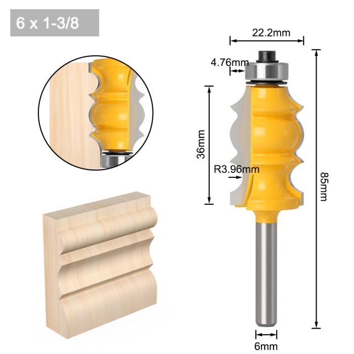 Jual MASTER BIT MATA PROFIL ROUTER DOUBLE-LEAF FOR HANDRAIL CABINET 6MM ...