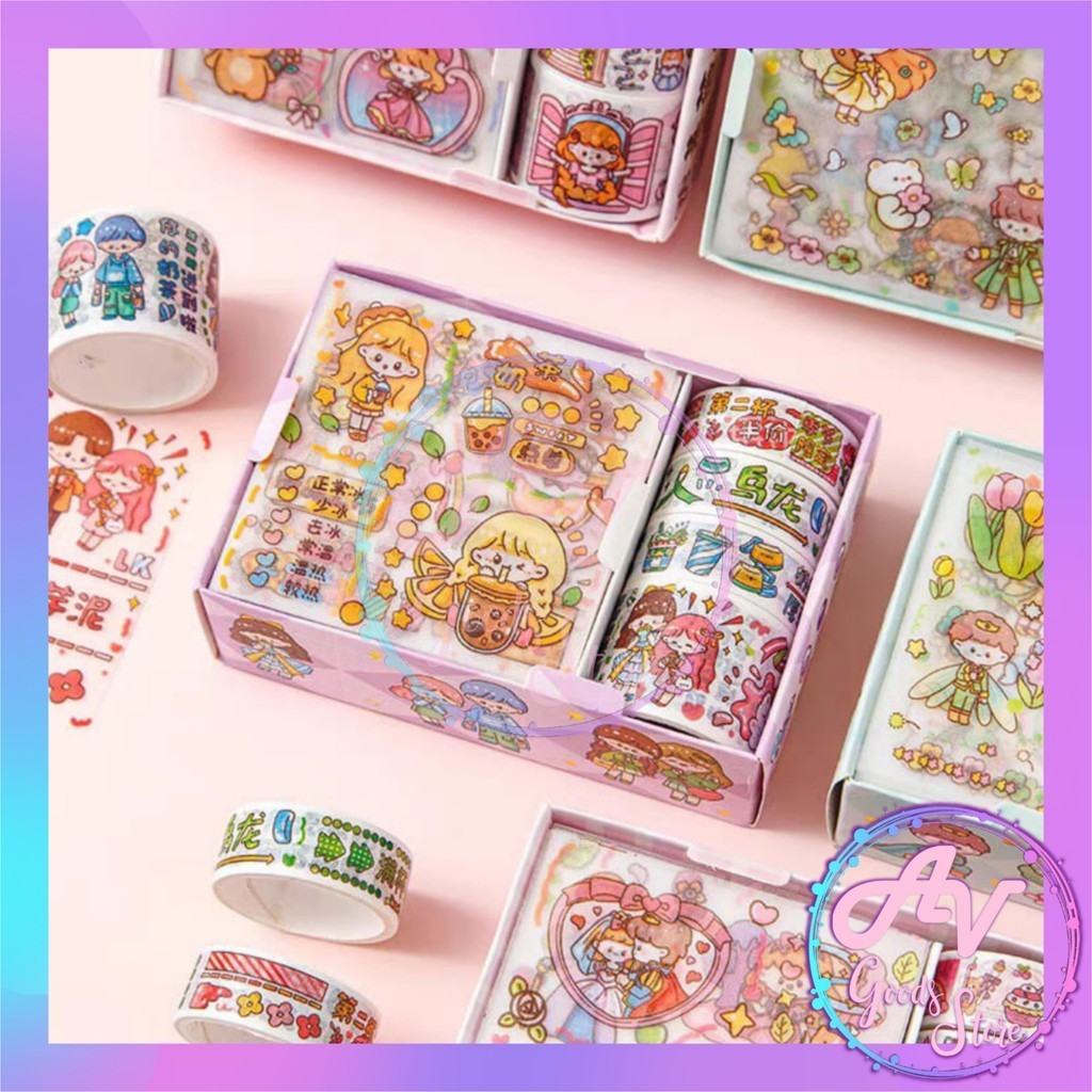 Jual 1Box Sticker Momo SET / Sticker Roll Momo SET / Washi Tape Isolasi ...