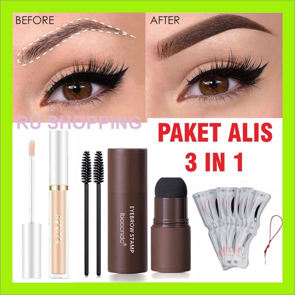 Jual Paket Alis 3in1 Lengkap Eyebrow Powder Stamp + Cetakan Alis Tali ...