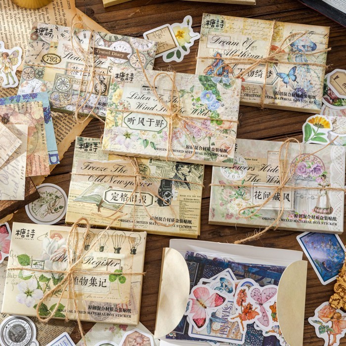 Jual Scrapbook Stickers Supplies Box Isi 60 Lembar Stiker Art Paper ...