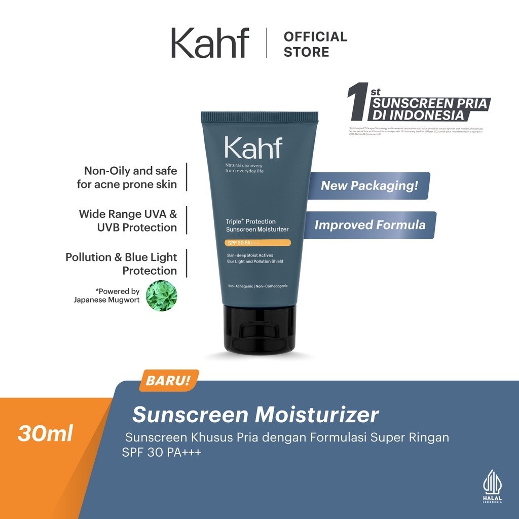 Jual Kahf Triple+ Protection Sunscreen Moisturizer SPF 30 PA+++ 30 ml ...