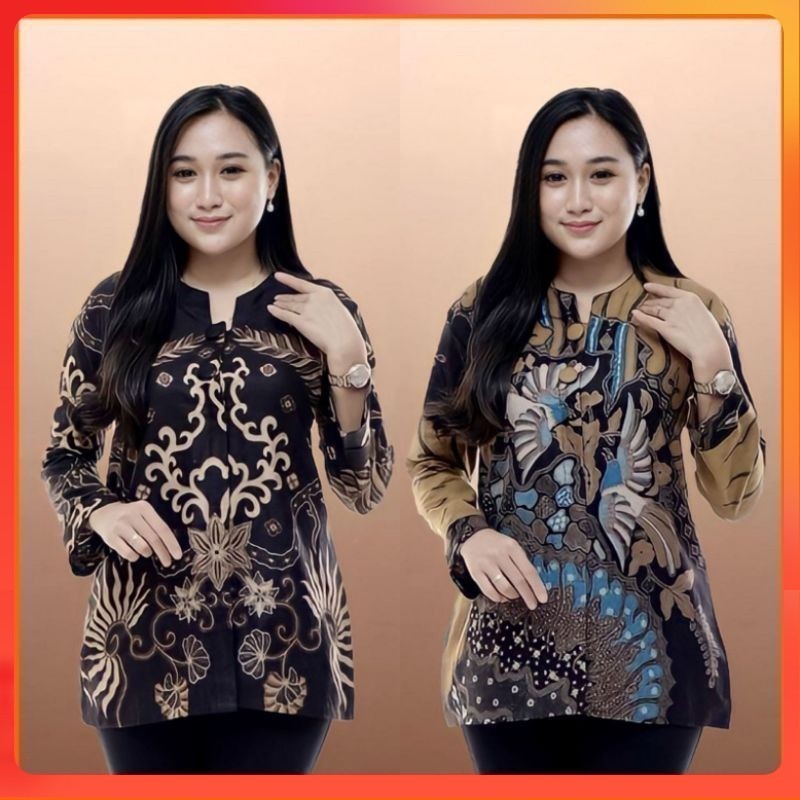 Jual ATASAN BATIK WANITA MODERN BAJU BATIK KANTOR WANITA BATIK NEW BLUS SERAGAMAN | Shopee Indonesia