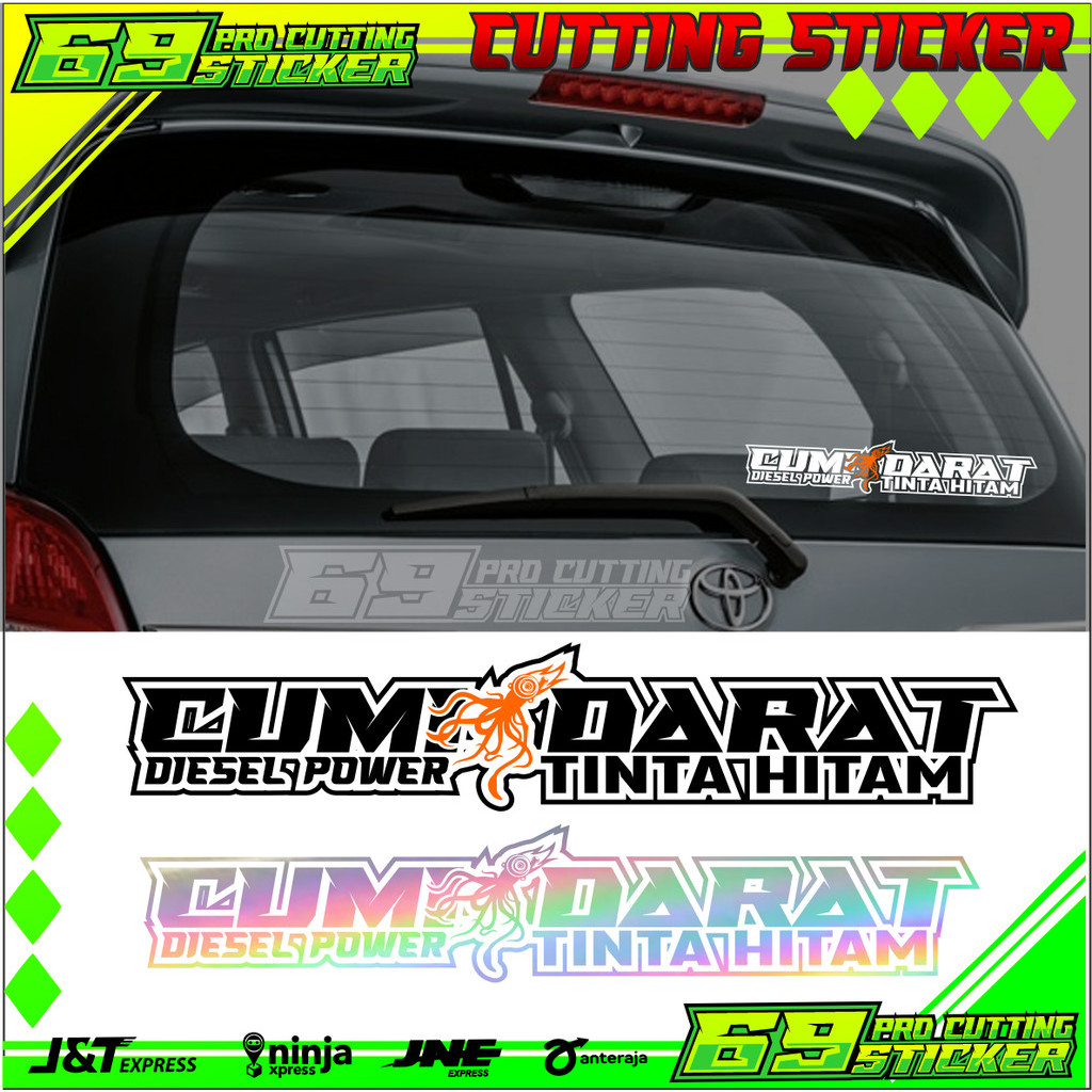 Jual sticker mobil cumi darat tinta hitam stiker cutting kaca belakang ...
