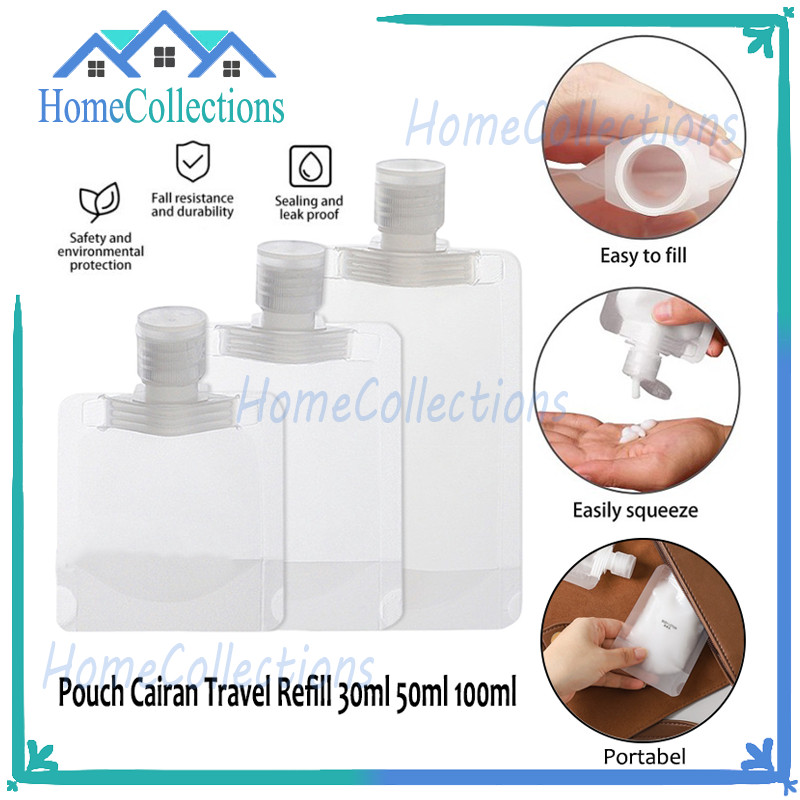 Jual Travel Pouch Botol Refill Transparan/Pouch Cairan Travel Refill ...