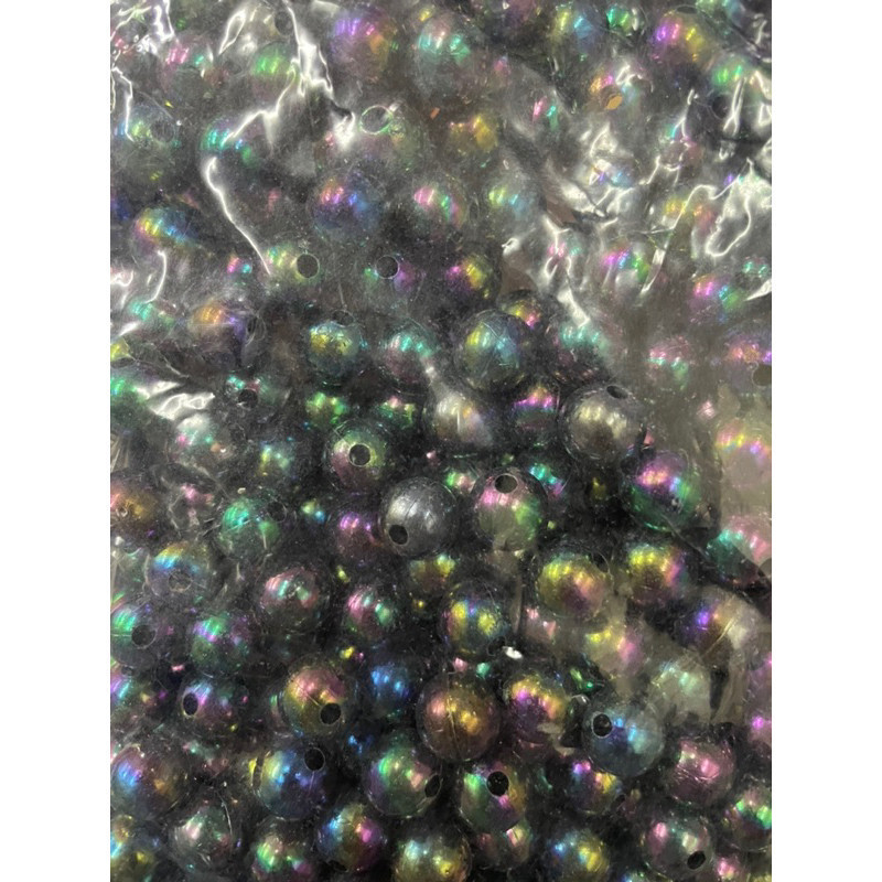 Jual HIASAN MANIK MANIK PERMATA manik bulat UV hitam kilau ukuran 10mm ...