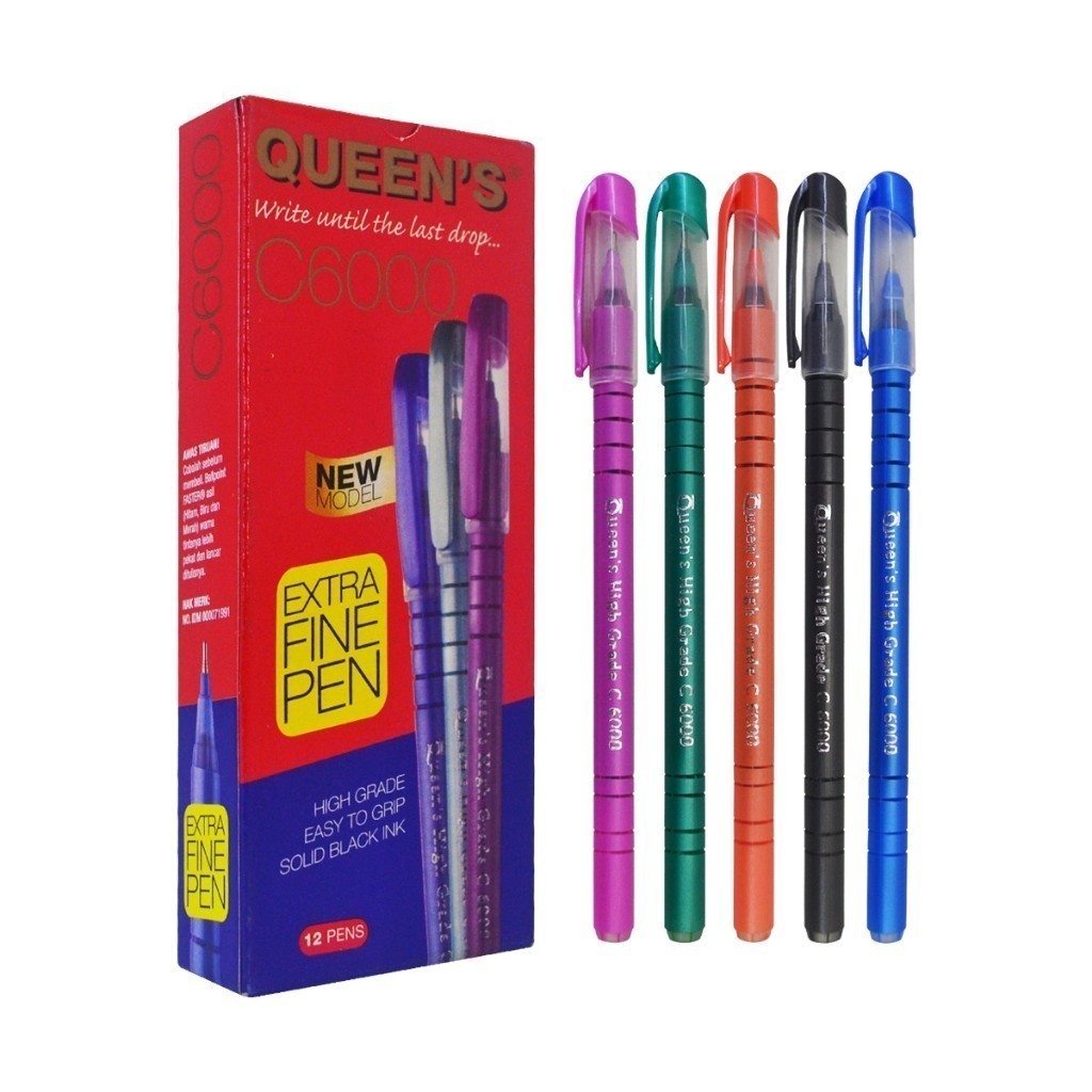 Jual Pena Ballpoint Pulpen Queen C-6000 | Shopee Indonesia