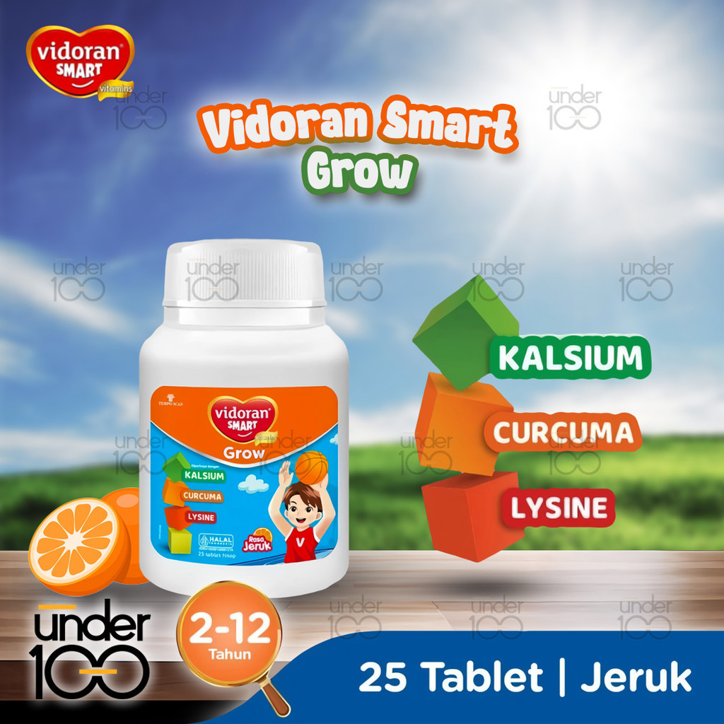 Jual Under100 Vidoran Smart Grow Vitamin Rasa Jeruk | 25 Tablet Hisap | Vitamin Hisap | HALAL ...