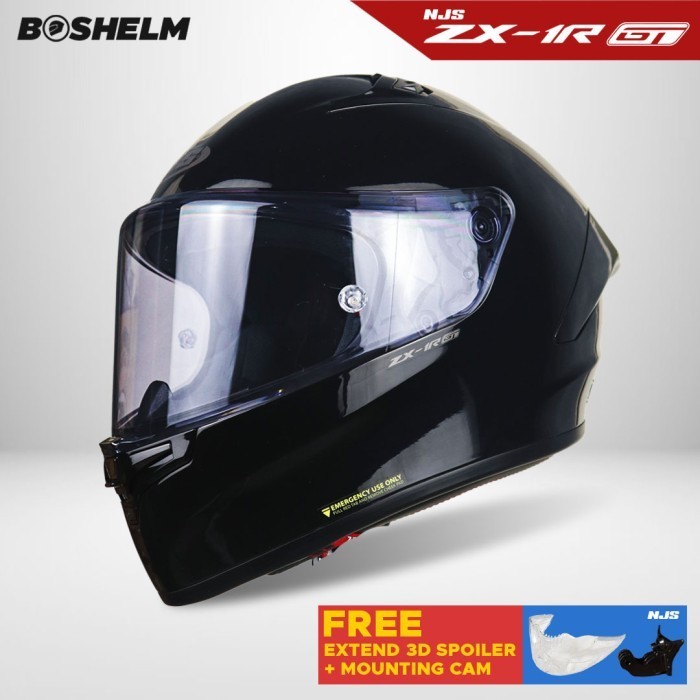 Jual Helm NJS ZX-1R GT Solid Helm Full Face SNI - HITAM GLOSSY, S | Shopee Indonesia