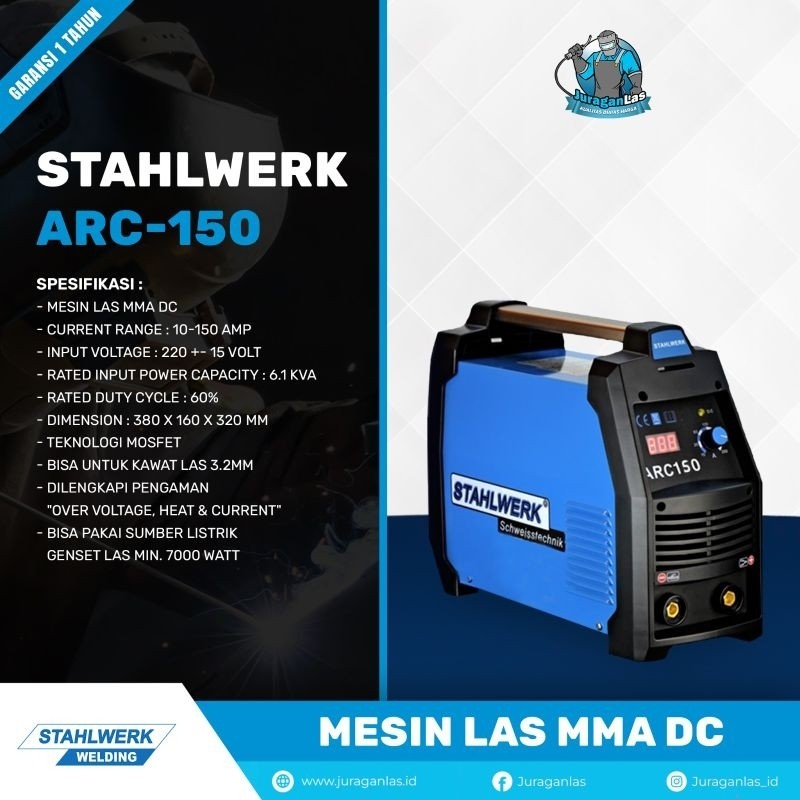 Jual Mesin Las Arc 150 Mesin Las Stahlwerk DC MMA Electroda 150A | Shopee Indonesia