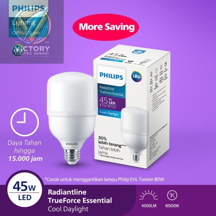 Jual Lampu Philips Bohlam Radiantline TrueForce Essential 45W Putih | Shopee Indonesia