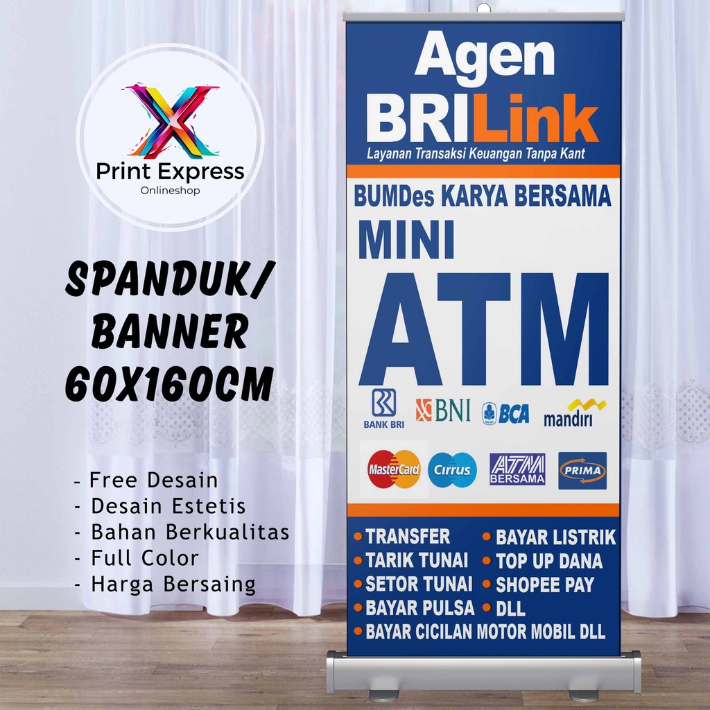 Jual Cetak Spanduk Agen BRI Link Karya Bersama 60x160 Cm Bisa Rekues ...